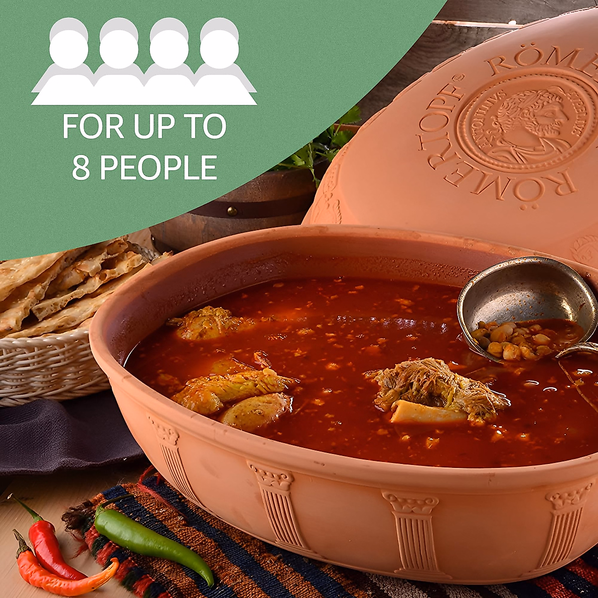 Römertopf Clay Roaster | Non-Stick Dutch Oven | Healthy Clay Pot Cooking | Clay Baker | Versatile Cooking Vessel - 7.3 Quarts (7 Liters) For Up To 8 People