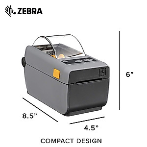 Zebra - ZD410 Direct Thermal Desktop Printer for labels, Receipts, Barcodes, Tags, and Wrist Bands - Print Width of 2 in - USB, Bluetooth, and Wifi Connectivity - ZD41022-D01W01EZ (Renewed)