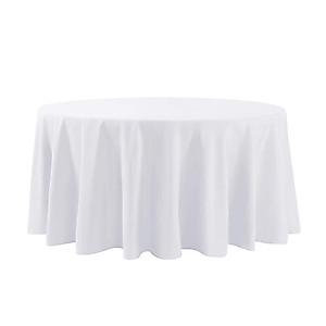 120 inch Round Tablecloth Washable Polyester Table Cloth Decorative Table Cover for Wedding Party Dining Banquet (120 inch,White)