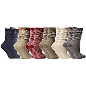 Yacht & Smith 6 Pairs Women's Scrunched Slouch Socks, Cotton Boot Socks Bulk Pack
