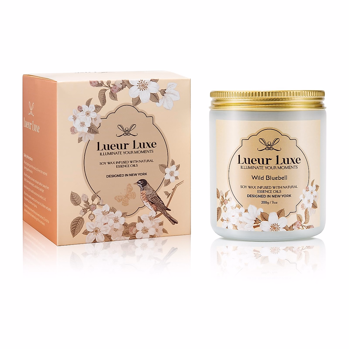 LUEUR LUXE Lavender Eucalyptus Scented Soy Wax Candle - 7oz | Aromatherapy Infused with Natural Essential Oils | Relaxing Home Fragrance