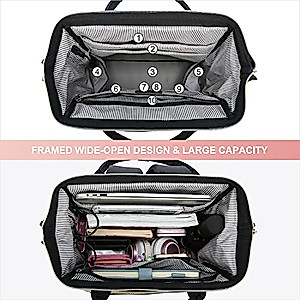 LOVEVOOK Laptop Backpack Purse for Women, 17 Inch Computer Business Stylish Backpacks, Doctor Nurse Bags for Work, Casual Daypack Backpack with USB Port, Dark Purple-Black