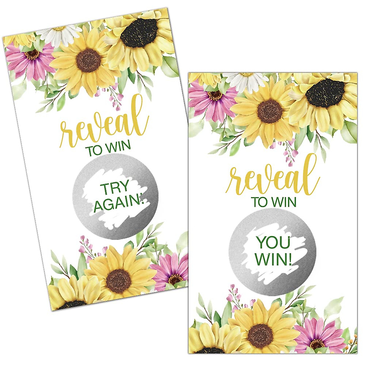 Haizct 50 Pack Sunflower Bridal Shower Scratch Off Game Cards for Country Wedding, Bridal Shower, Bridal Lottery Tickets, Wedding Shower Ideas, Baby Shower