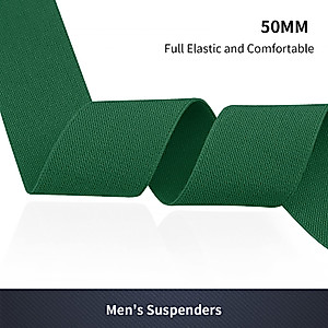 CWKOON Men's Trousers Braces with Very Strong 2 inch Wide 4 Clips Heavy Duty Suspenders for Men X Style Adjustable Suspender Green