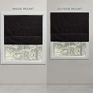 Exclusive Home Acadia 100% Blackout Polyester Roman Shade, 27"x64", Black