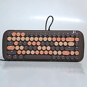 Jeankak Mechanical Wired Keyboard, Rounded Keycap Gaming Keyboard with Blue Switches, Plug and Play USB Computer Keyboards 84 Keys Retro Gaming Keyboard for Tablet/PC Gamer(01#)