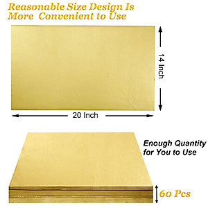 60 Sheets Gold Wrapping Tissue Paper - Artdly 14x20 Inch Recyclable Gold Metallic Tissue Paper Bulk Gold Gift Wrapping Paper for DIY Arts Crafts Shredded Filler Weddings Birthday Christmas