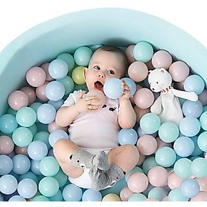 TRENDBOX Ball Pit Balls 100 - Macaron Colors Pit Balls Non-Toxic Free BPA Soft Plastic Balls for Ball Pit Play Tent Baby Playhouse Pool Birthday Party Decoration (B-Purple, Pink, Blue& White)