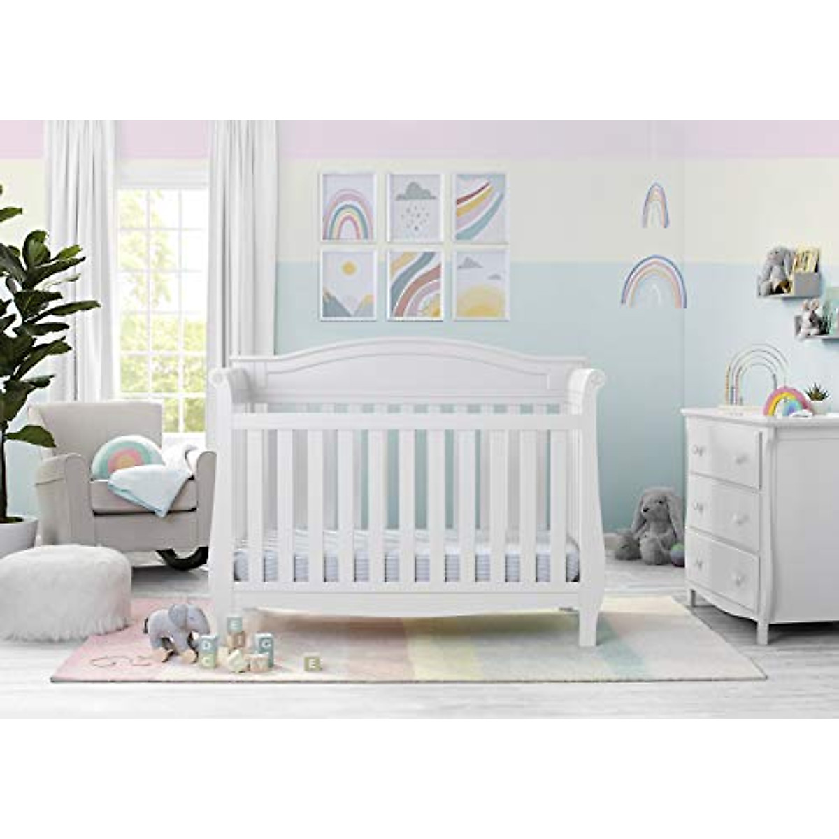 Delta Children Lancaster 4-in-1 Convertible Baby Crib, Bianca White
