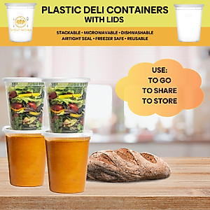 Perfect Settings 32oz Deli Containers with Lids - 24 Sets Quart Freezer Storage Containers - Leakproof, Stackable, Microwave Safe Soup Storage Plastic Soup Containers for Meal Prep Leftovers Takeout