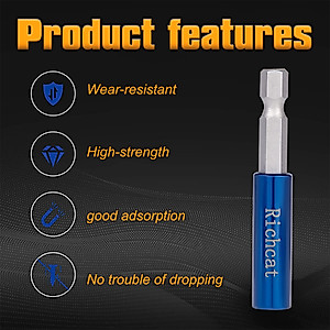5PCS Magnetic Extension Socket Drill Bit Holder,1/4" Hex Shank S2 Steel,Screwdriver Extension,Quick-Change Hex Shank Set,Screwgun Bit Tip Holder