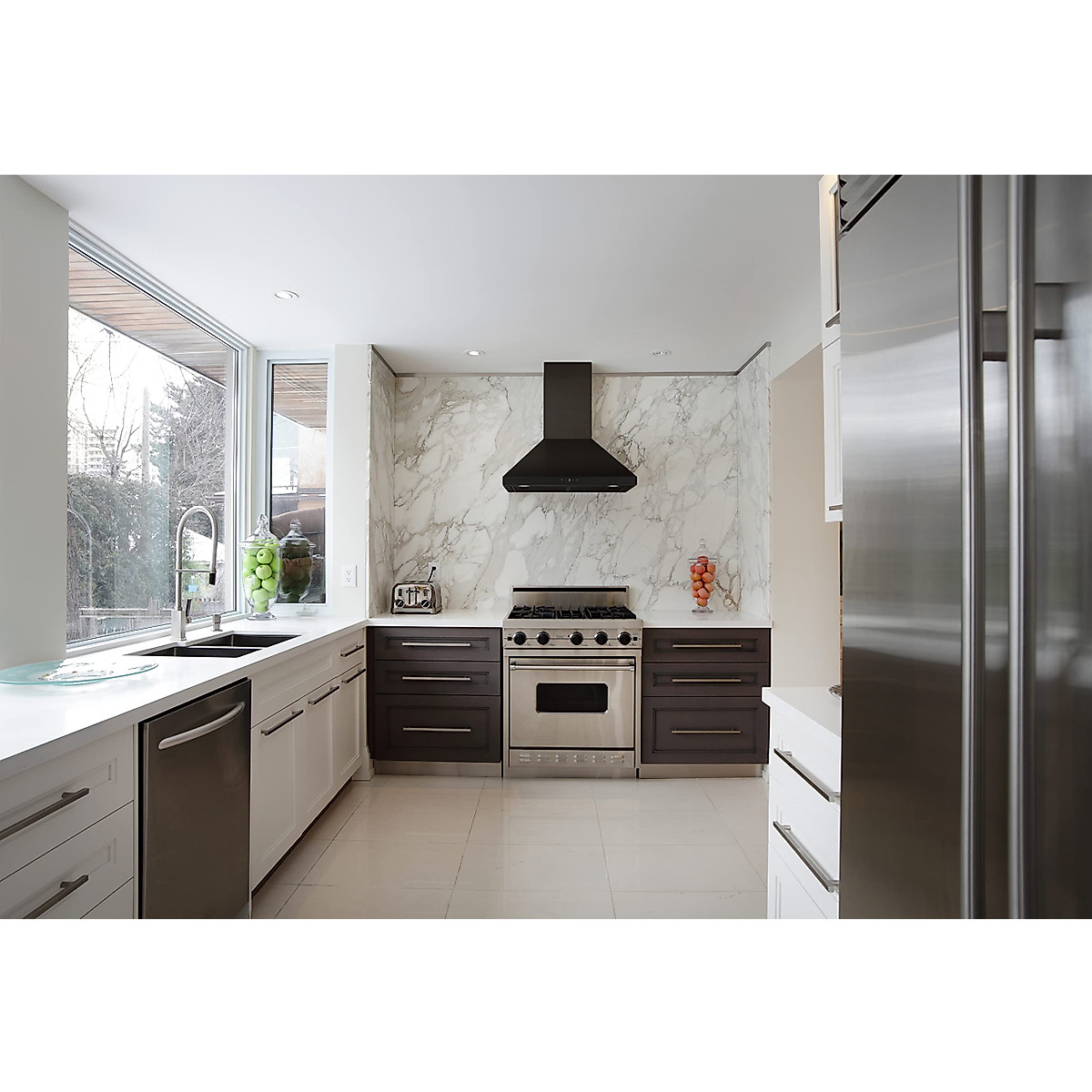 Agua Canada Range Hood Pyramid Stainless Steel Wall Mount, 30 Inches 500 CFM w Leds lights Hamlet.