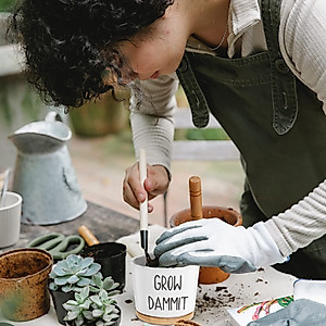 Funny Succulent Pots, 3.15 inch Ceramic Flower Plant Pots with Bamboo Tray, Cute Cactus Planters with Drainage Hole, Birthday Gifts for Women, Plant Lover Gifts, Pack of 3 - Plants Not Included