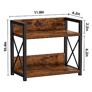 Giikin Countertop Shelf Organizer, 2 Tier Kitchen Spice Rack Organizer for Countertop, Wood Coffee Counter Shelf Organizer for Home (Rustic Brown)