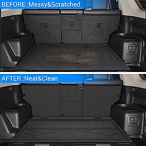 TIMUCI Cargo Mat for 2010-2024 Toyota 4Runner W/O 3rd Seat W/O Sliding Tray, Trunk Mat & Back Seat Cover Protector Set, All Weather TPE Cargo Liner 4 Runner Accessories (Backrest Mats+Cargo Liner)