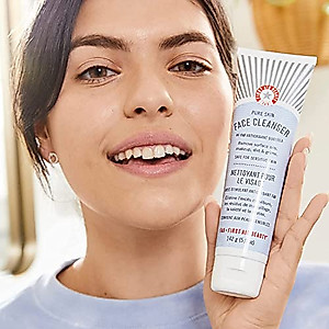 First Aid Beauty Pure Skin Face Cleanser Bundle – Sensitive Skin Gentle Cleanser – Classic 5 oz Tube + Bonus 1 oz Travel Size