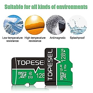 TOPESEL 128GB Micro SD Card Memory Cards A1 V30 U3 Class 10 Speed up to 90m/s Micro SDXC UHS-I TF Cards for Camera/Drone/Dash Cam (1 Pack U3 128GB)