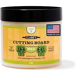 CLARK'S Cutting Board Wax Food Grade - All Natural Butcher Block Conditioner for Wooden Kitchen Utensils - Food Grade Beeswax for Cutting Board - Enriched with Lemongrass Extracts - 6oz