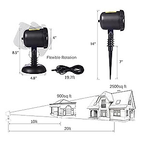 Motion 8 Patterns in 1, Outdoor Indoor Garden Laser Lights, Projector Laser Lighting Show, Waterproof, Landscape Lighting Ornament Decoration for Christmas, Holidays and Parties
