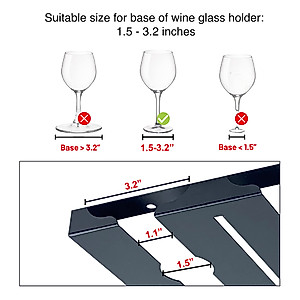 CHILLEX MART - Wine Glass Holder Under Cabinet & Shelf, Wine Glass Hangers Stemware Wine Rack, Hanging Wine Glass Rack with 3 Free Mug Hooks for Kitchen & bar Restaurant Storage (Black, 4 Rows)