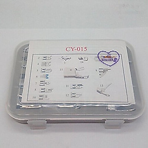 HONEYSEW 32/42/52 Presser Foot Kit Low Shank Adapter Zipper Foot Overcast Foot Snap On (15pcs Presser Foot kit)