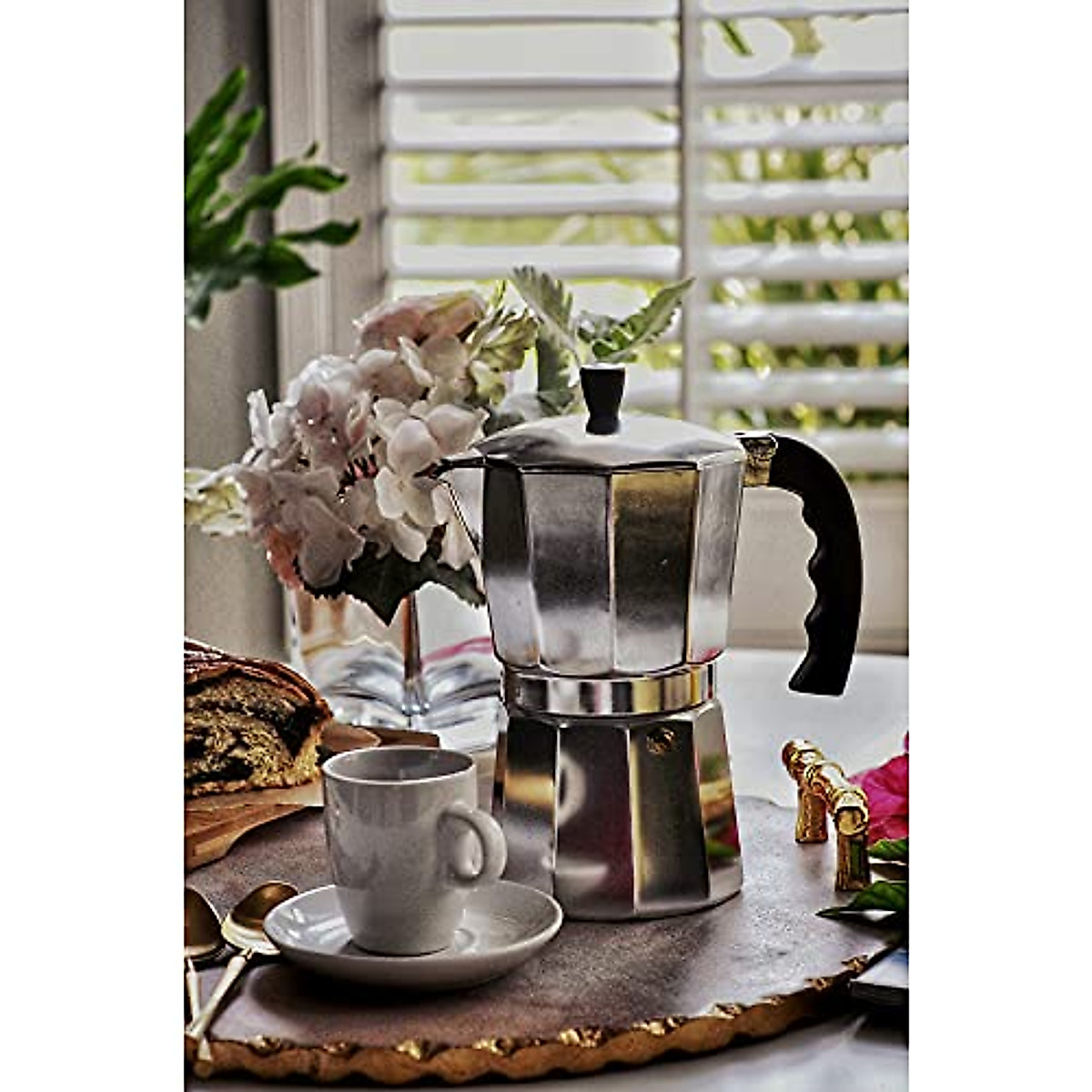 IMUSA USA B120-42V Aluminum Espresso Stovetop Coffeemaker 3-Cup, Silver
