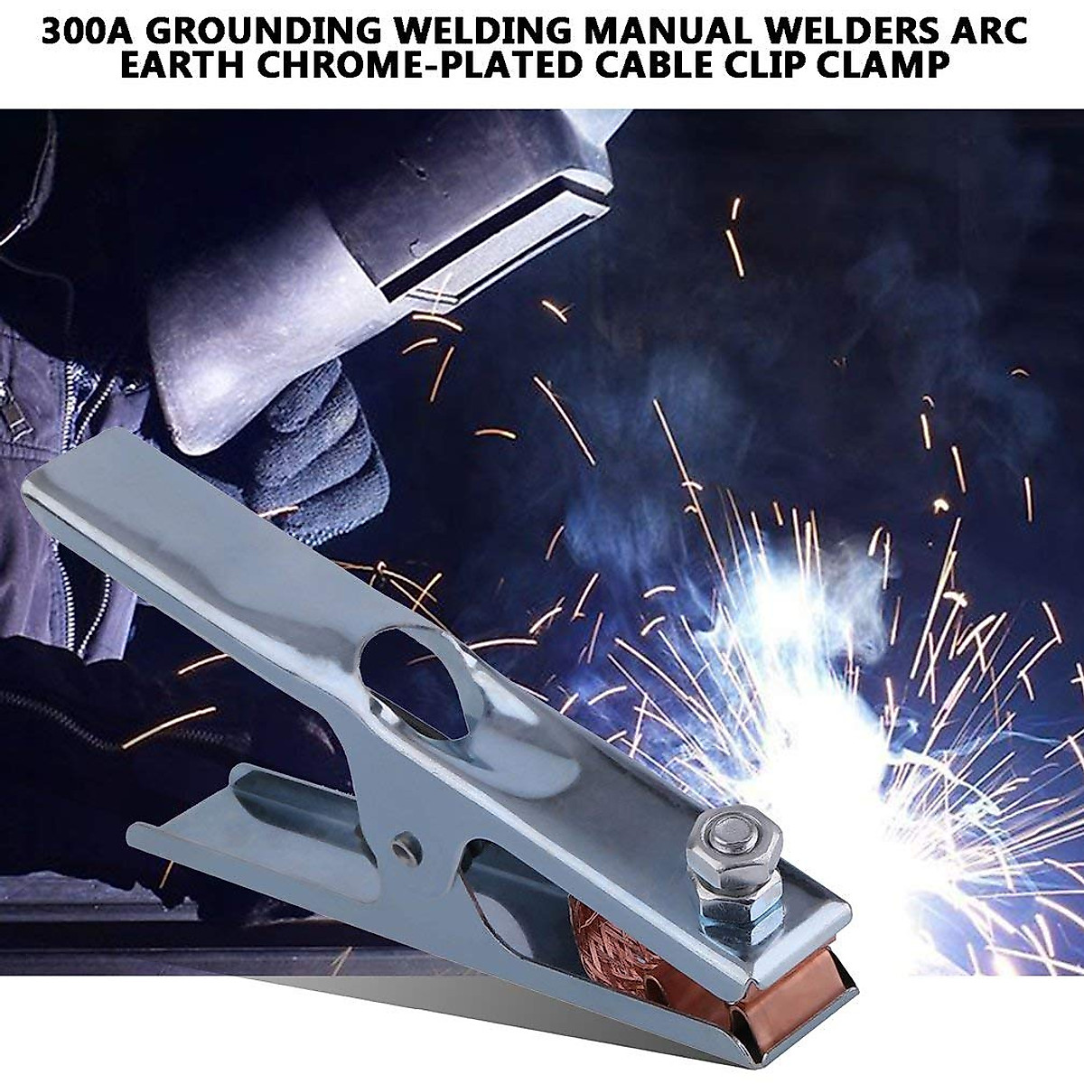 Bolsen 2pcs 300A/500A/800A Earth Ground Cable Clip Clamp Welding Manual Welder Electrode Holder Welding Processing Ground Clamp Professional Tools (300A)