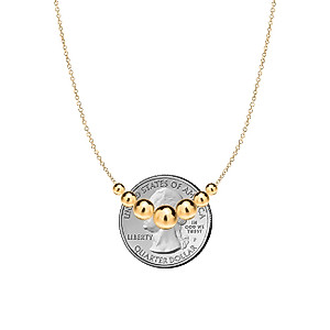 Savlano 925 Sterling Silver 14K Gold Plated 18 Inch Italian Solid Graduated Bead Ball Necklace Chain Comes With Gift Box for Women - Made in Italy (Yellow)