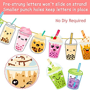 2Pcs Bubble Milk Tea Party Banners Bubble Tea Birthday Party Decorations Pearl Milk Tea Cutout Banners Boba Tea Party Decorations for Bubble Boba Tea Theme Birthday Party Baby Shower Supplies