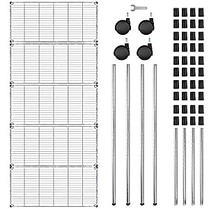 HealSmart Heavy Duty 5-Tier Height Adjustable Metal Shelving Unit, 36'' L x 14'' W x 61.02'' H, Chrome (HKSHLF36146005CV4)