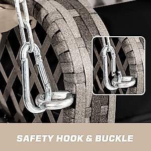 Grepatio 3 Person Porch Swing Patio Wicker Hanging Porch Swing Chair Outdoor Rattan Swing Bench with Cushion and Pillow for Garden, Yard, Lawn (Gray Rattan Black Cushion)