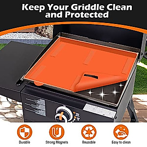17" Griddle Mat Silicone for Blackstone, Magnetic Protective Cover Mats Blackstone Griddle Top Covers for Blackstone Protector Outdoor-Orange