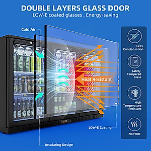JAECOOL Back Bar Cooler Commercial Counter Height Refrigerator with 3-Doors, 10.9 cu ft Beverage Cooler Undercounter Refrigerator, Commercial Display Fridge, Auto-defrost, Eco-friendly Compressor, ETL
