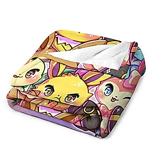 Kuareot Cartoon Throw Blanket Anime Blanket Cozy Warm Fuzzy Fluffy Weighted Blankets, Fits Sofa Chairs Bed Plush for Kids Adults ,40x50 inches