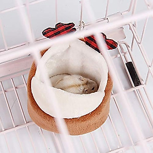 CooShou 2PCS Hamster Mini Bed, Warm Small Pets Animals House Bedding, Cozy Nest Cage Accessories, Lightweight Cotton Sofa for Dwarf Hamster