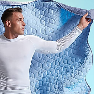 SLEEP ZONE Athletic Cooling Blanket Throw Size (50x60 inches) for Hot Sleepers with Warm Jersey Cotton Side for Winter, Machine Washable Travel Camping Blanket (Blue+Blue)