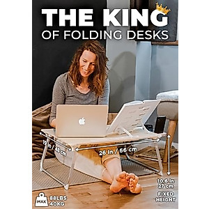 Cooper Mega Table Plus [Premium XXL Extra Large] Laptop Lap Desk & Book Stand | Multifunctional Foldable Lap Desk, Laptop Desk for Bed, Portable Desk, Laptop Pad, Lapdesk Laptop Lap Tray (White Oak)