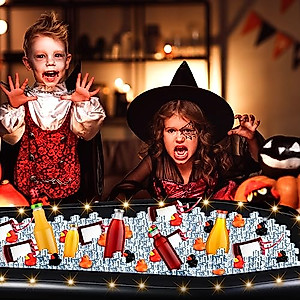 Leyndo 28 Pcs Halloween Inflatable Cooler Set, 52 Inch Coffin Buffet Coolers, Ice Serving Bar Halloween Rubber Ducks with LED Light Strings for Beach Pool Party Barbecue Picnic Halloween Decor Favors