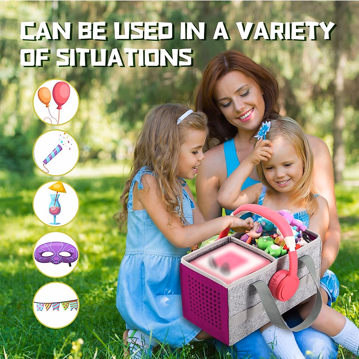 Seracle Carrying Case Travel Felt Bag Compatible with Toniebox Starter Set and Tonies Figurine (Gray+Purple)