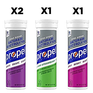Propel Tablets, 3 Flavor Variety Pack, Makes 16.9oz Fl Oz (Pack of 40)