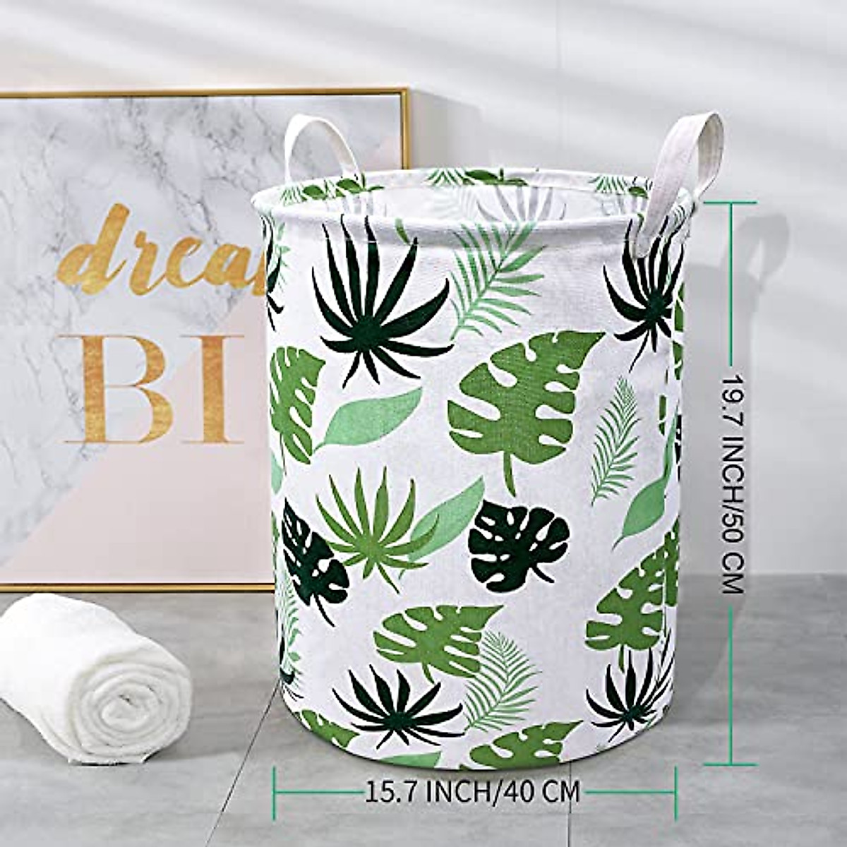 MHB Laundry Basket, Nursery Hamper, Canvas Foldable with Waterproof PE Coating, Large Storage Baskets for Kids Boy and Girl, Office, Bedroom, Clothes, Toys (Bear)