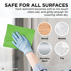 Swedish Dish Cloths - 10 Pack Absorbent, Reusable, & Washable Hand Wash Cloths for Kitchen, Dishwashing - Cellulose Sponge Dishcloth Towels - Eco-Friendly Cleaning Paper Towel Alternative