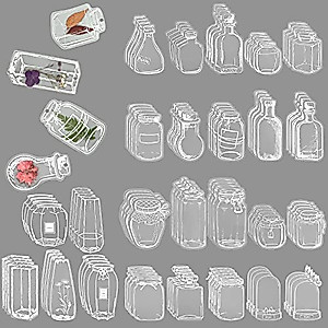 120 Pieces Large Size Transparent Dried Flower Bookmarks Kit Cute Bottle Shaped Flower Bookmark Maker Handmade DIY Transparent Floral Page Clear Floral Bookmark Point Tweezer Hole Punch