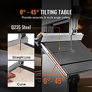 VEVOR Benchtop Band Saw, 10-Inch, Dual-Speed (560 & 1100 RPM), 370W 1/2HP Motor, Includes Metal Stand, Work Light, Fence, and Miter Gauge for Wood, Aluminum, Plastic Crafting