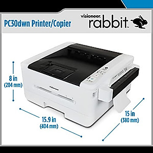 Visioneer Rabbit PC30dwn Laser Printer/Copy Machine, USB Office Printer and Copier for PC and Mac, 30 PPM, Sheetfed 250 Page Automatic Document Feeder (ADF), White