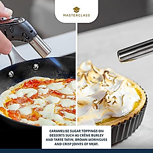 MasterClass Blow Torch, Refillable Chef Blow Torch, Adjustable Anti-flare Flame, Non-Slip Metal Body, Grey/Silver
