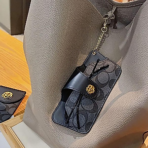 kytasryl Soft Leather Sunglasses Bag,Travel Sunglass Holder Eyeglass Case Portable Slim Sunglasses Pouch Camellia Glasses Bag (Black)