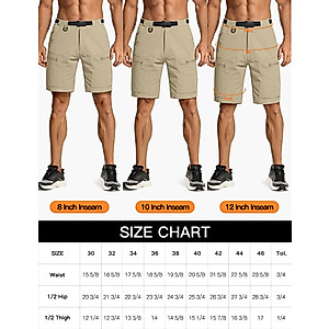 FREE SOLDIER Men's Cargo Hiking Shorts with Belt Lightweight Breathable Quick Dry Tactical Shorts with 6 Pockets for Casual Work Golf Camping Khaki