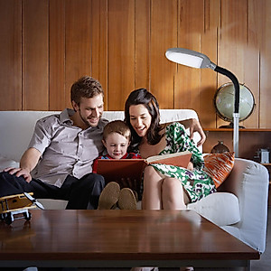 Brightech Litespan Titanium Silver LED Floor Reading Lamp, Energy Efficient, Adjustable Standing, 850-950 Lumens, 12W, 3-Year Warranty