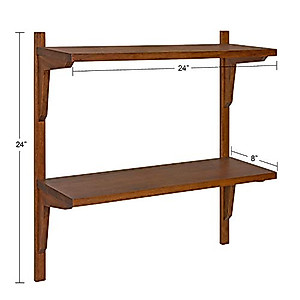 Kate and Laurel Meridien Mid-Century Wall Shelves, 24" x 8" x 24", Walnut, Transitional Wall Decor and Storage